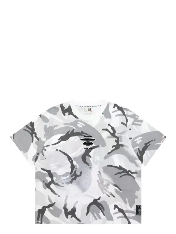 AAPE BY *A BATHING APE Camouflage-print Embroidered T-shirt - White