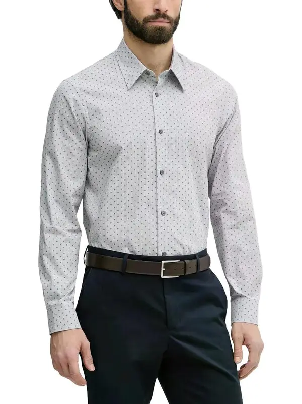 Armani Exchange Micro-pattern Long-sleeve Shirt - Grey