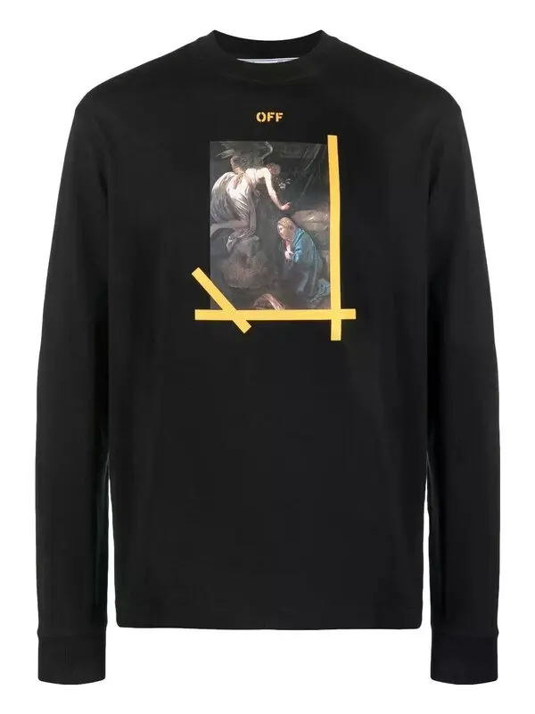 Off-White Painting-print Long-sleeve T-shirt - Black