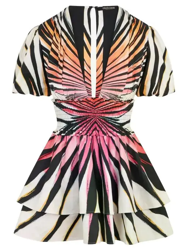 Roberto Cavalli Printed Mini Dress - Neutrals