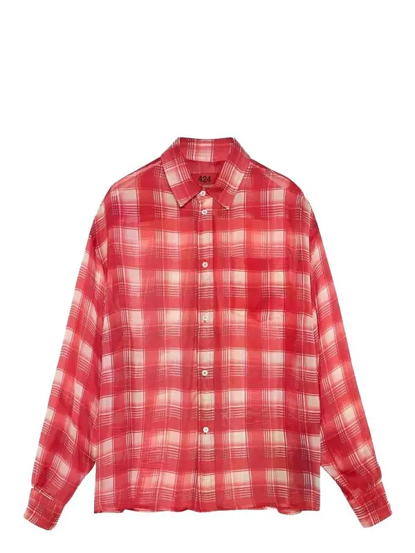 424 Check-pattern Long-sleeve Shirt - Red
