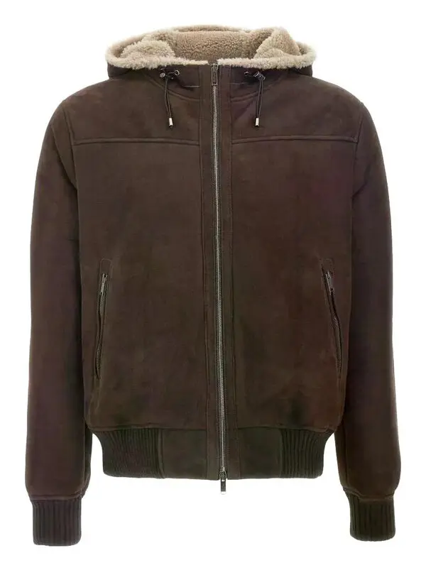 VOLFAGLI FIRENZE Plebiscito Hooded Leather Jacket - Brown