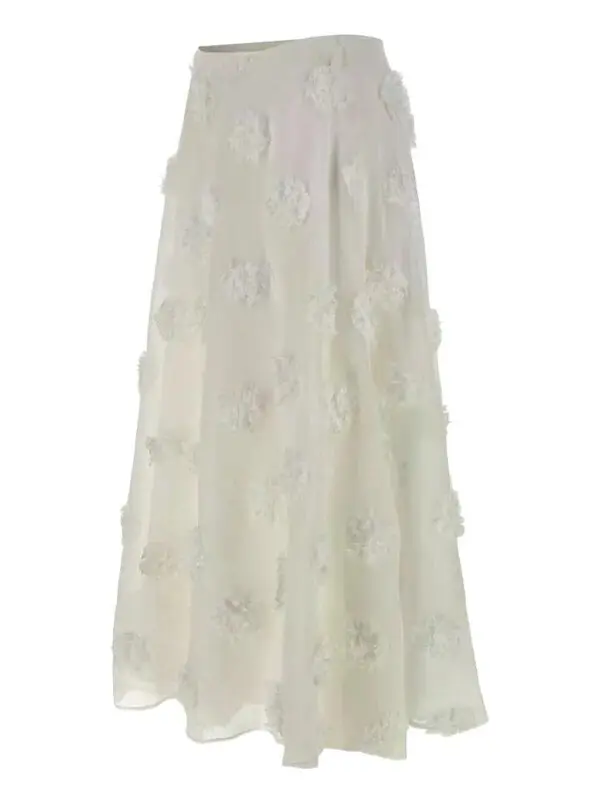 HERSKIND Organza Floral Appliqué Skirt - Neutrals