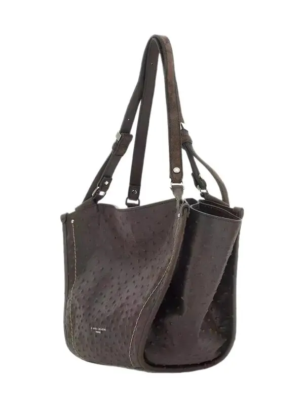 GIANNI CHIARINI Bloom Ostrich-effect Medium Shoulder Bag - Brown