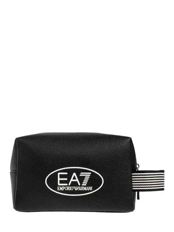 EA7 Logo Print Cosmetic Bag - Black
