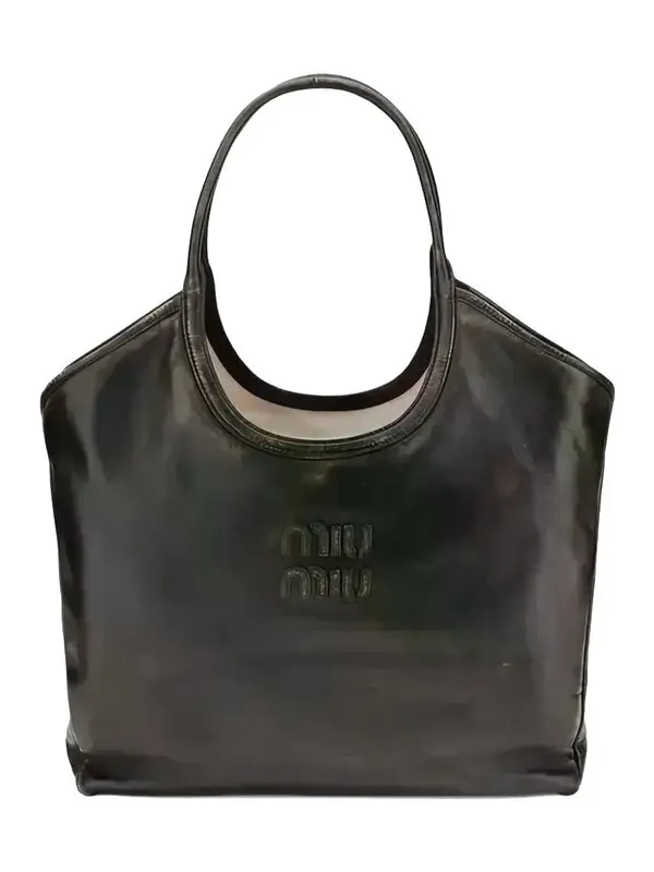 Miu Miu Ivy Logo-embossed Tote Bag - Black