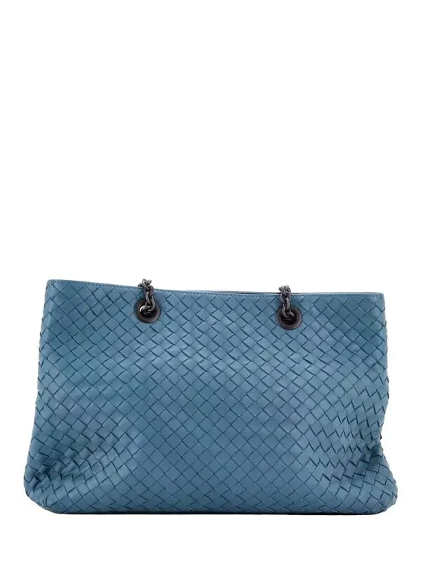 Bottega Veneta Double Chain Intrecciato Nappa Medium Tote Bag - Blue