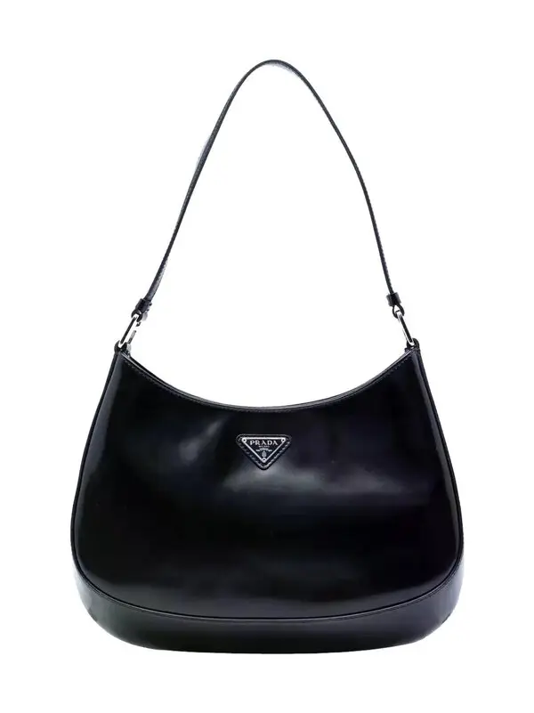 Prada Spazzolato Leather Cleo Shoulder Bag - Black