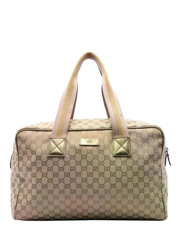 Gucci Gg Canvas Web Duffle Bag Travel Bag - Neutrals
