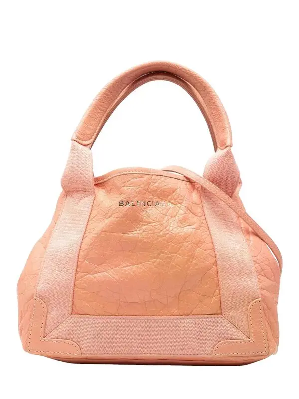 Balenciaga Lambskin Navy Cabas Xs Satchel - Pink