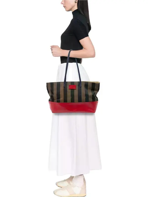 Fendi Pequin Canvas Roll Tote Bag - Brown