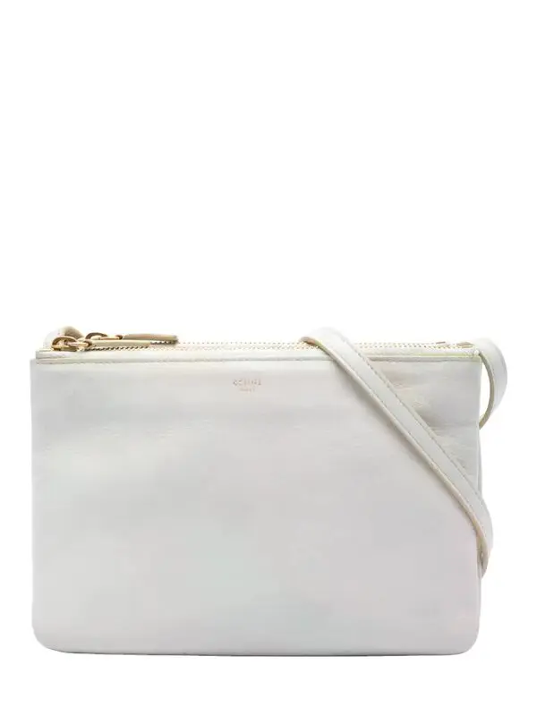 Celine Small Lambskin Trio Crossbody Bag - White