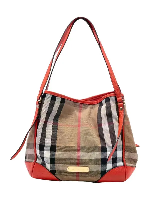 Burberry Small House Check Canvas Bridle Canterbury Tote Bag - Brown