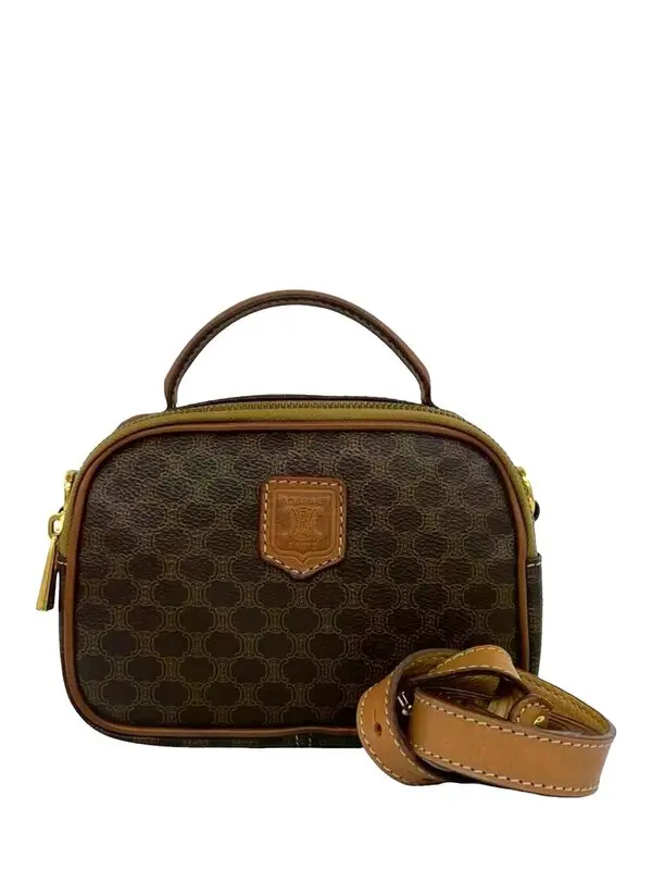 Celine Macadam Coated Canvas Satchel - Brown