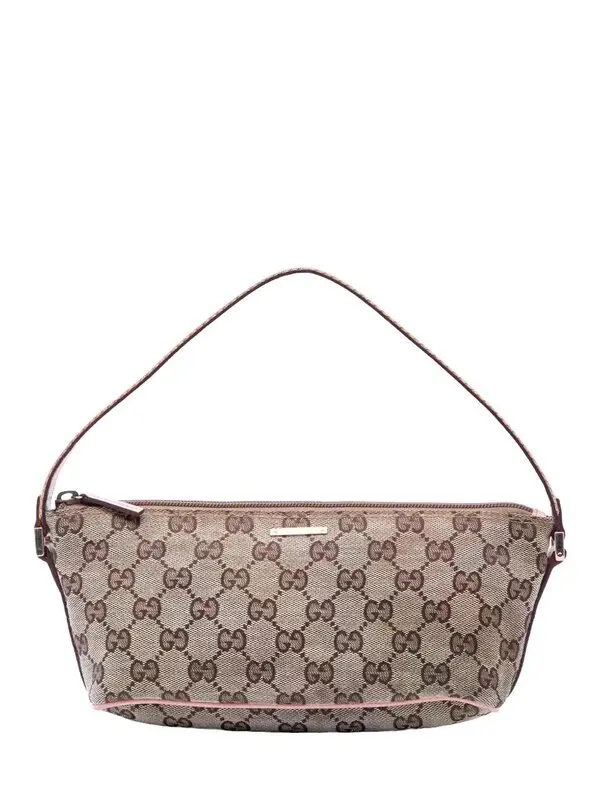 Gucci Gg Canvas Web Boat Shoulder Bag - Pink