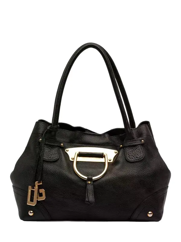 Dolce & Gabbana Pebbled Leather D-ring Tote Bag - Black