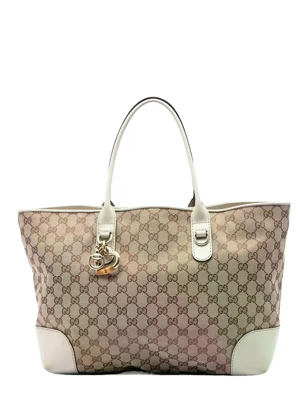 Gucci Gg Canvas Heart Bit Tote Bag - White