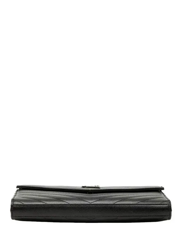 Saint Laurent Cassandre Chain Wallet Crossbody Bag - Black
