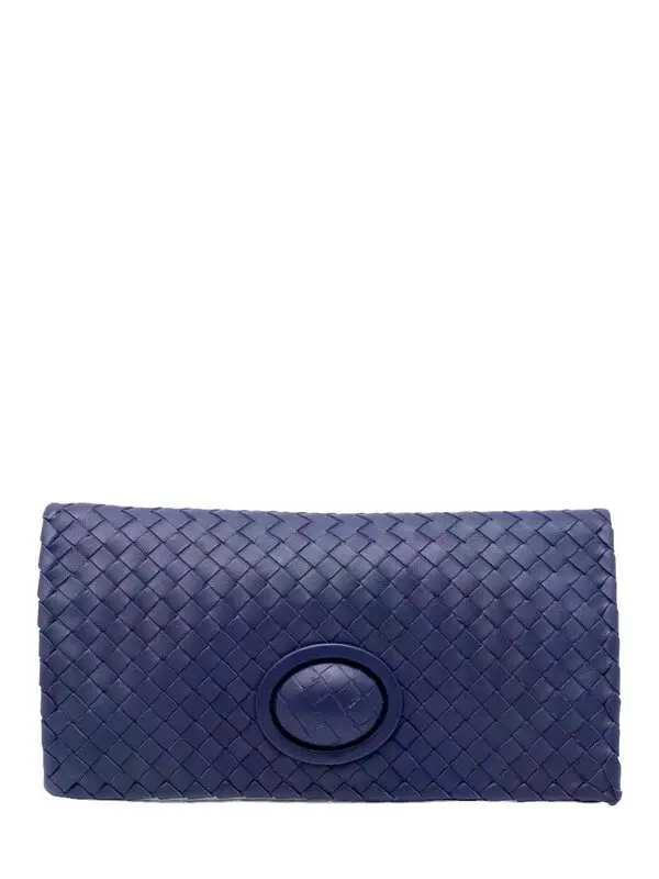 Bottega Veneta Nappa Intrecciato Turn Lock Clutch Bag - Purple