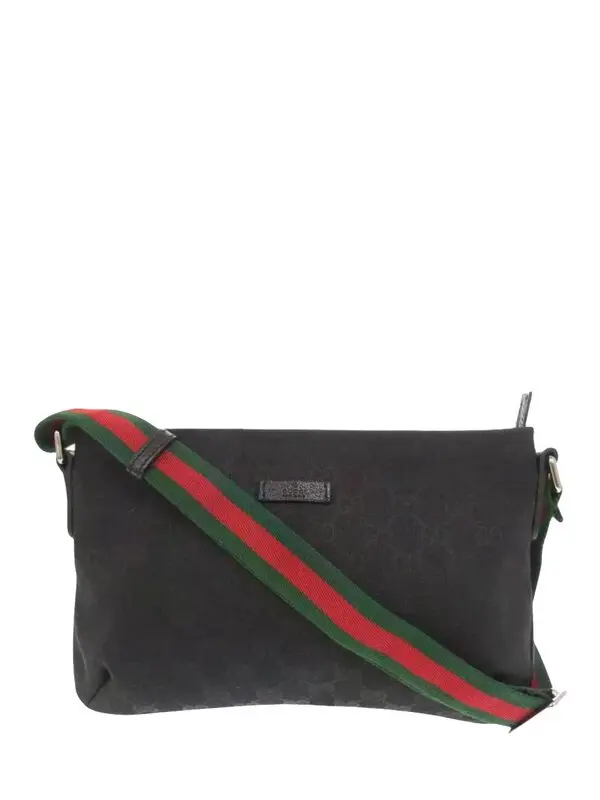 Gucci Gg Canvas Web Crossbody Bag - Black