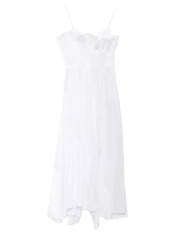 MARQUES' ALMEIDA Pleated Bodice Midi Dress - White