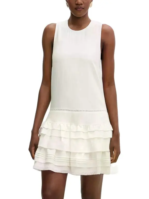 ISABELLE BLANCHE Sleeveless Ruffled Skirt Mini Dress - White