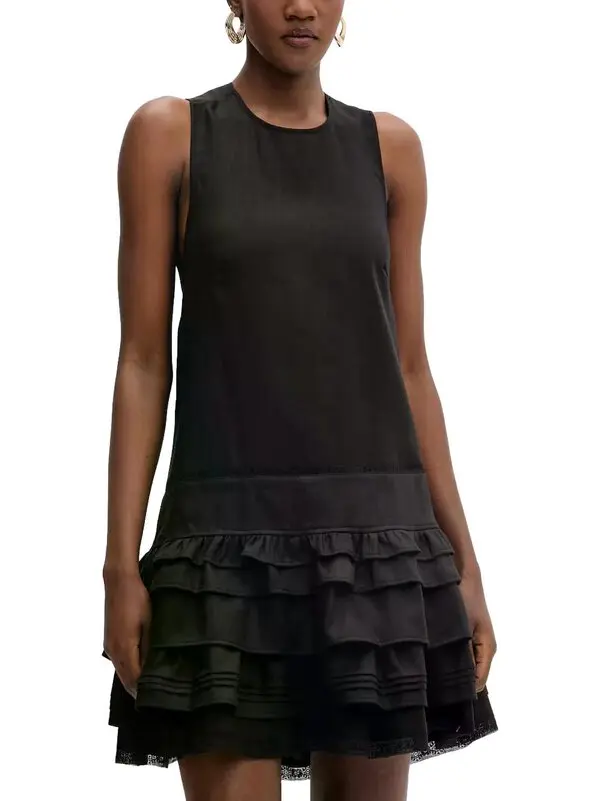 ISABELLE BLANCHE Sleeveless Tiered Ruffled Dress - Black