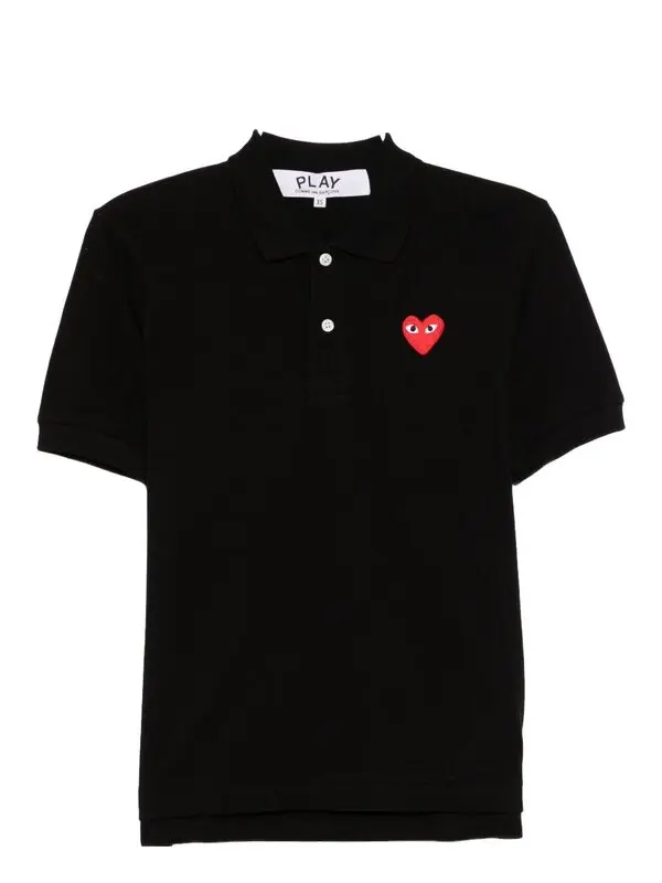 Play Comme Des Garcon Lapel Polo Shirt - Black