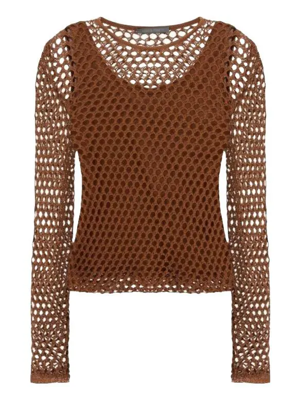 Alberta Ferretti Mesh Long-sleeve Top - Brown