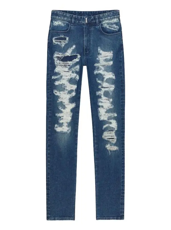 Givenchy Slim Fit Destroyed Jeans - Medium Blue