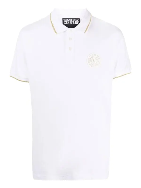 Versace Chest Logo-patch Polo Shirt - White