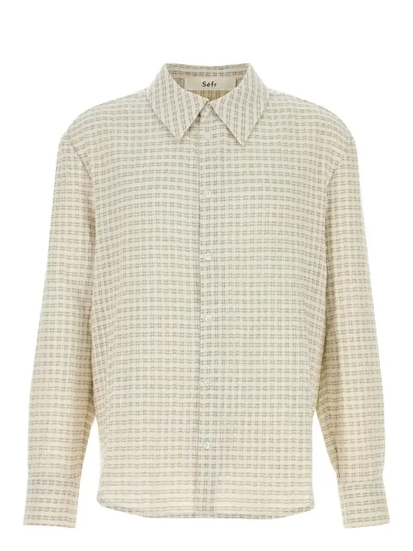 Séfr Embroidered Cotton Blend Wed Shirt - White