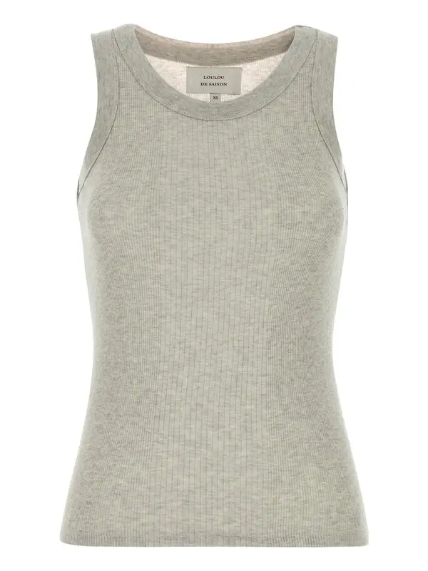 Loulou De Saison Ribbed Cotton Tank Top - Grey