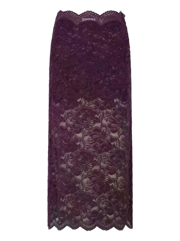 Rabanne Layered Lace Midi Skirt - Purple