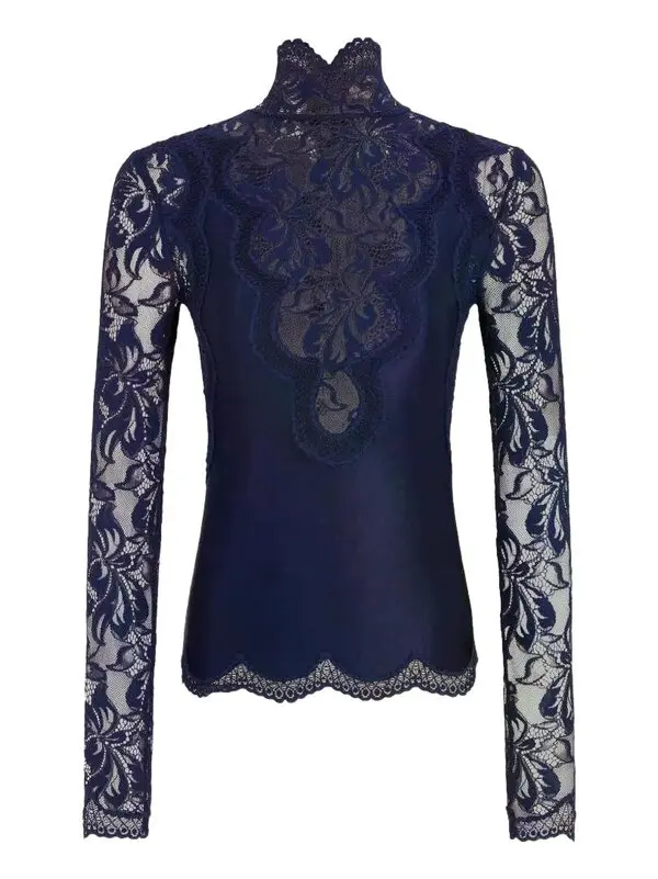 Rabanne Long-sleeved Lace Top - Blue