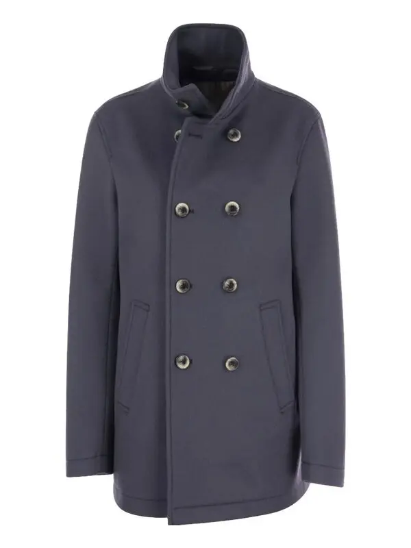 Herno Double-breasted High-neck Coat - Black