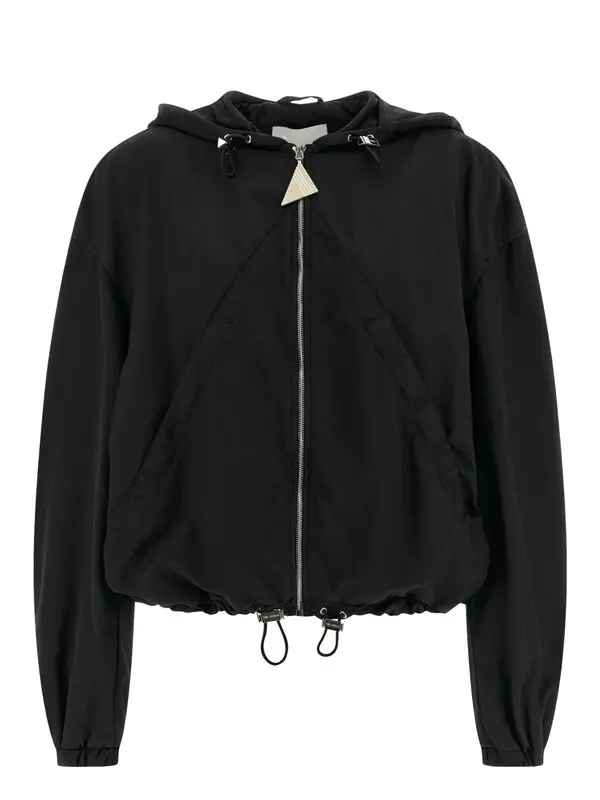 Attico Hooded Zip Bomber Jacket - Black