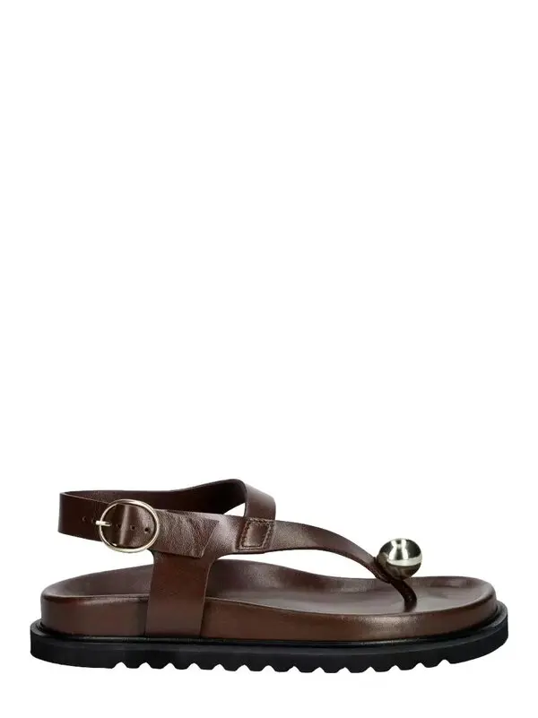 SOULIERS MARTINEZ Slingback Flat Sandals - Brown