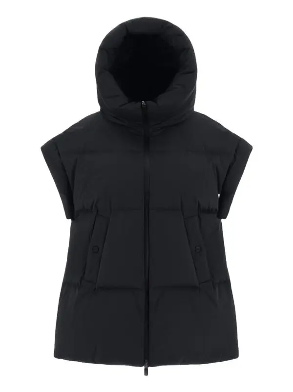 Herno Sleeveless Down Jacket With High Neck And Hood - Black