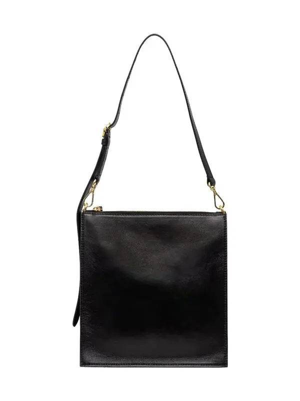 POLLINI Logo Debossed Leather Shoulder Bag - Black