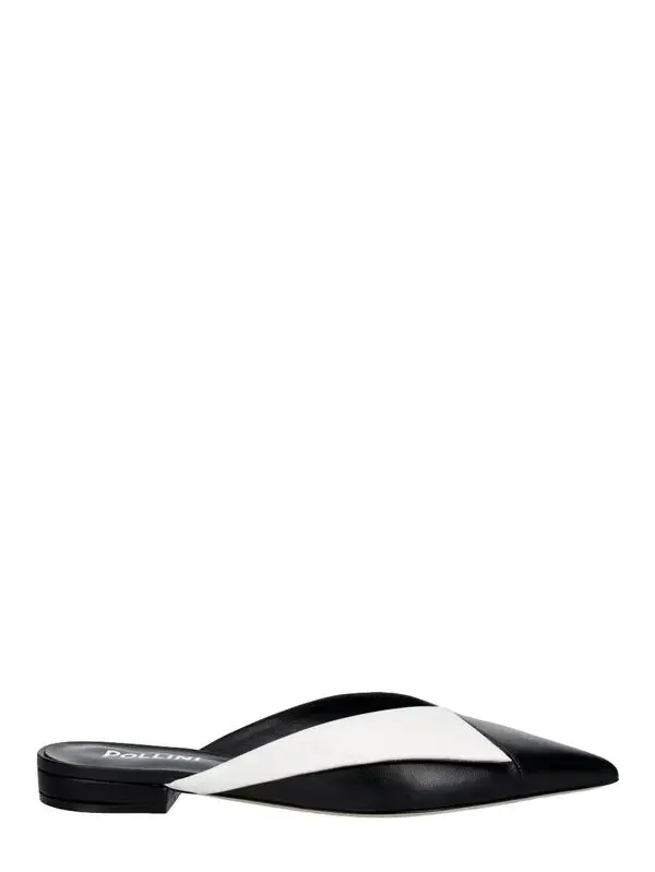 POLLINI Pointed-toe Leather Mules - Black