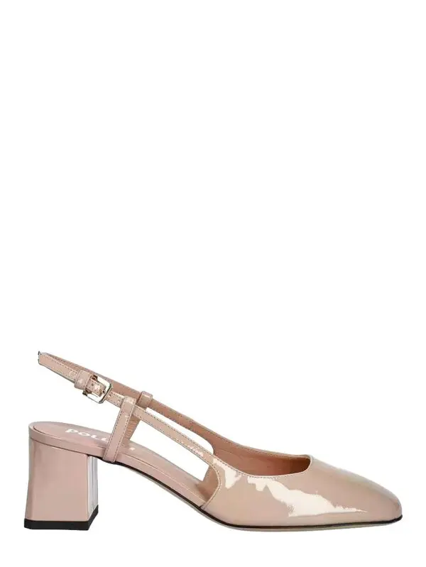 POLLINI Patent Leather Slingback Pumps - Neutrals