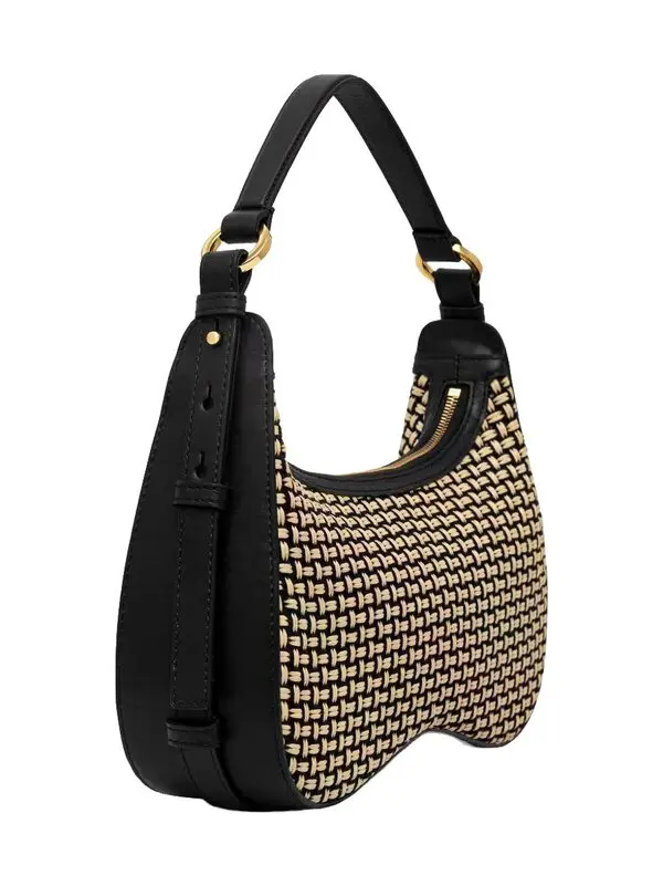 POLLINI Identity Woven Leather-trimmed Shoulder Bag - Black