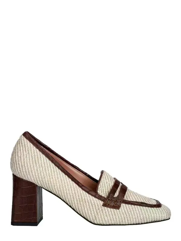 POLLINI Camber Crocodile-effect Woven Pumps - Neutrals