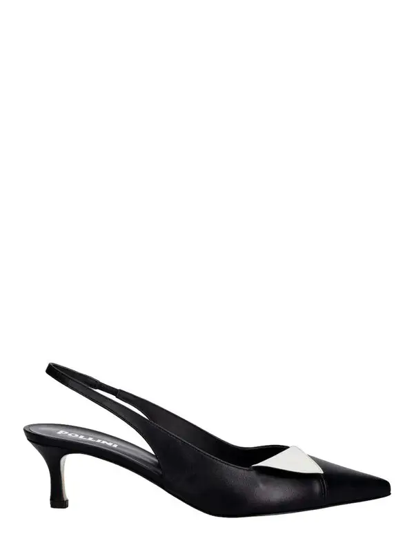 POLLINI Contrast-panel Slingback Pumps - Black