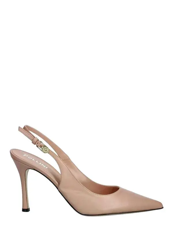 POLLINI Pink Leather Pointed Toe Slingback Pumps - Neutrals