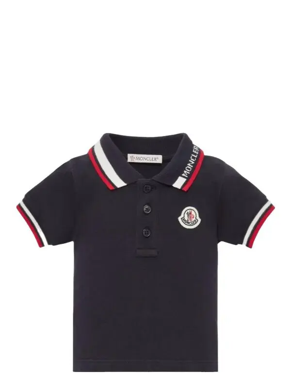 Moncler Tricolor-trimmed Piquet Polo Shirt - Navy Blue