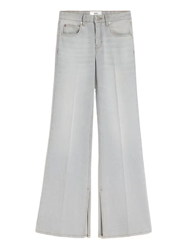 Ami Slitted Flared Jeans - Gray