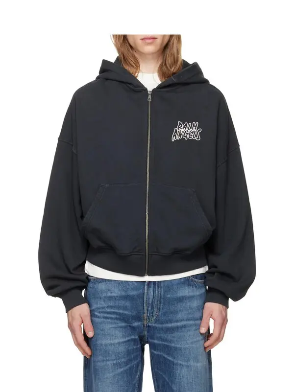 Palm Angels Graphic Zipped Hoody - Black