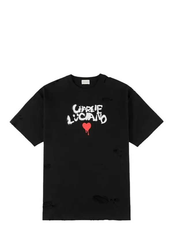 CHARLIE LUCIANO Graffiti Heart T-shirt - Black